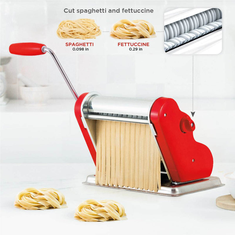 Classic 200 Red Pasta Maker Machine With Hand Crank And Two Clamps ...